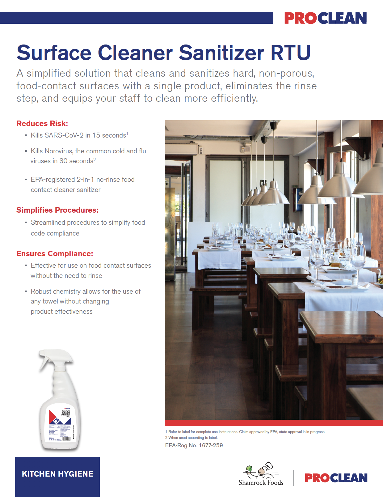 ProClean Surface Cleaner Sanitizer RTU Sell Sheet