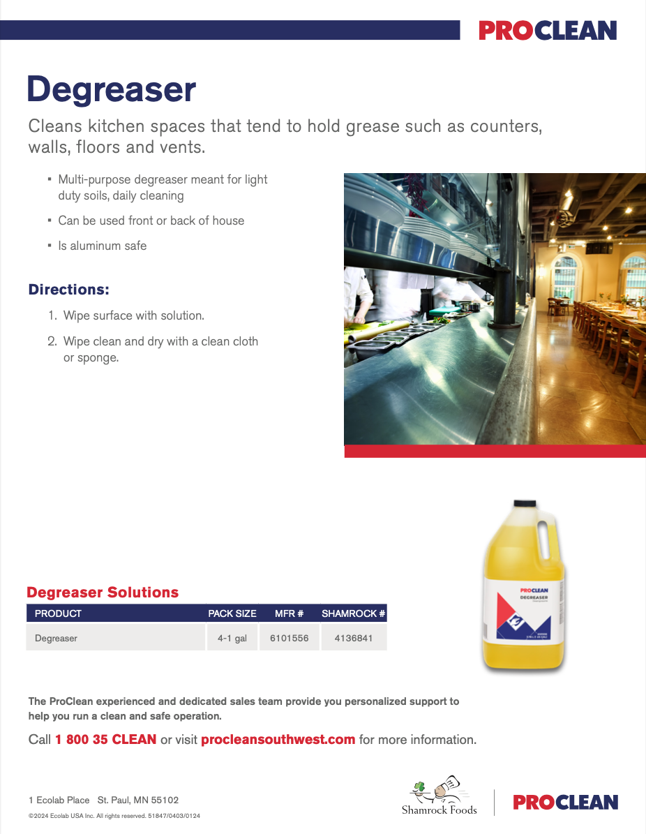 ProClean Degreaser Sell Sheet