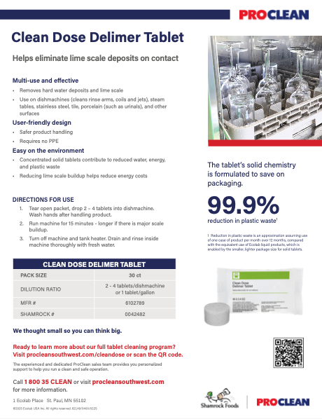 Proclean Clean Dose Delimer Sell Sheet