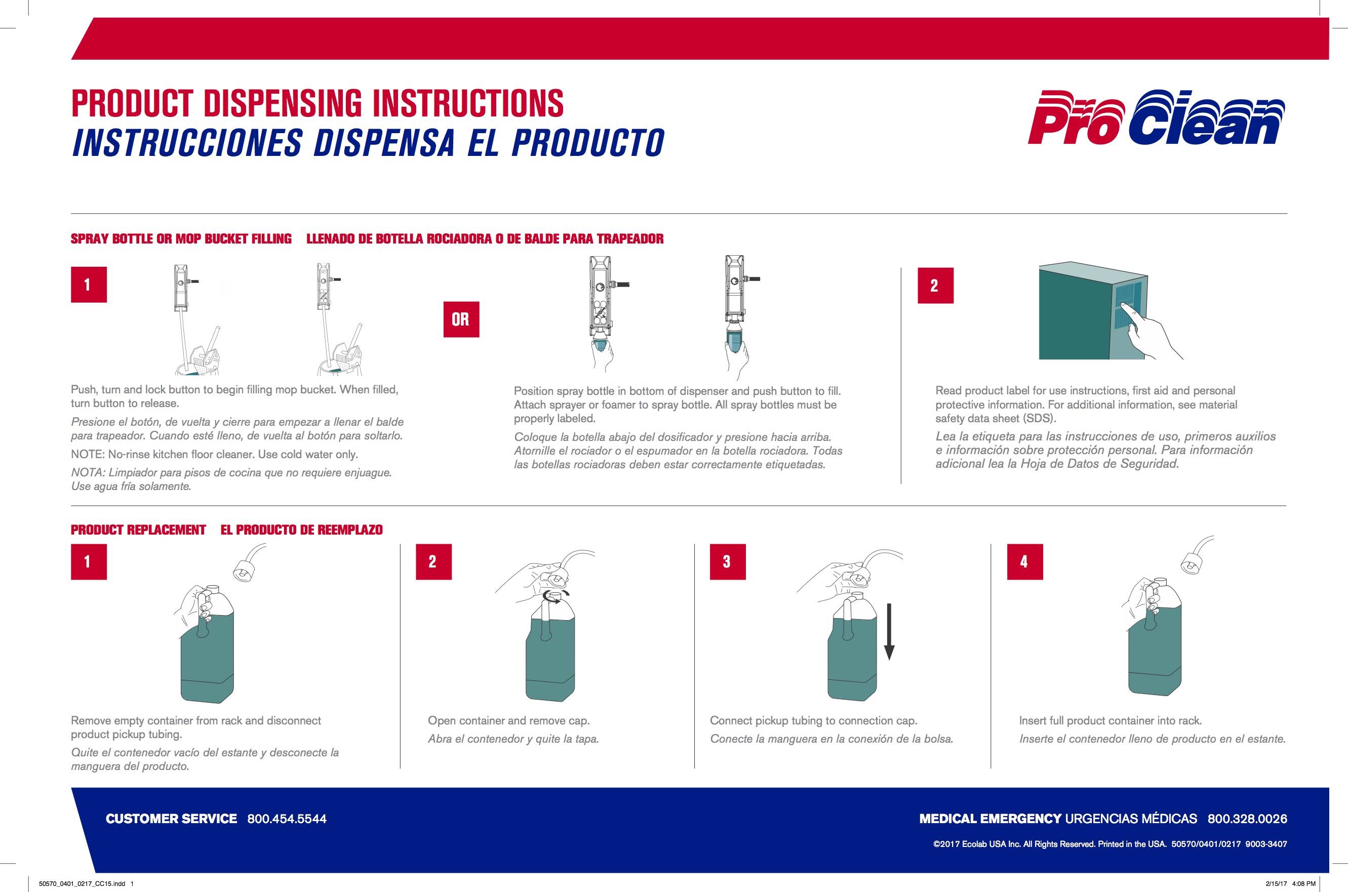 ProClean Product Dispensing Wall Chart